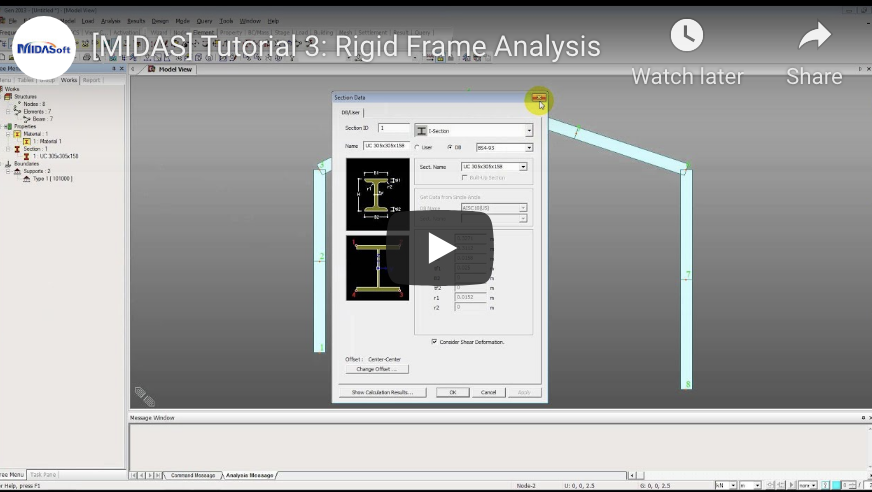 Midas Gen: Rigid Frame Analysis